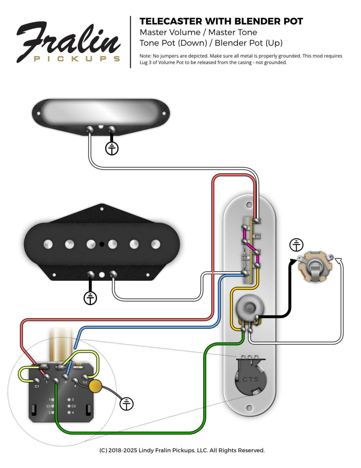 Telecaster with Blender Pot & Master Tone - Wiring Diagram